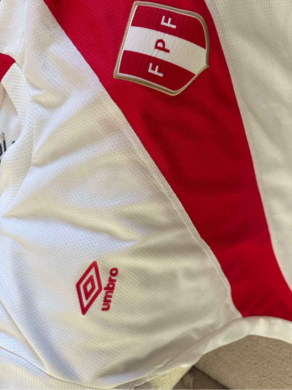 Umbro | Shirts | Fpf Peru Umbro White Mesh Soccer Jersey With Black ...
